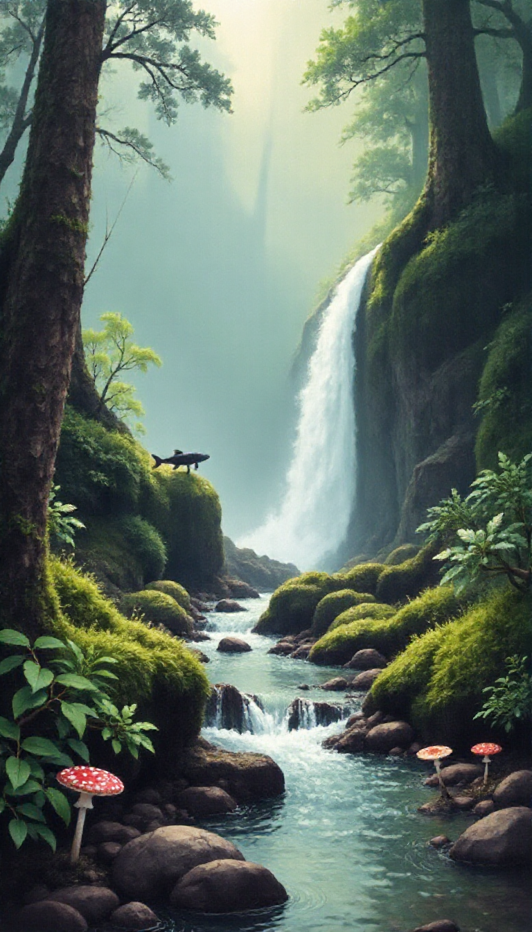 Lush Rainforest Stream Water Ecosystems Image Template - AI Designs by ...