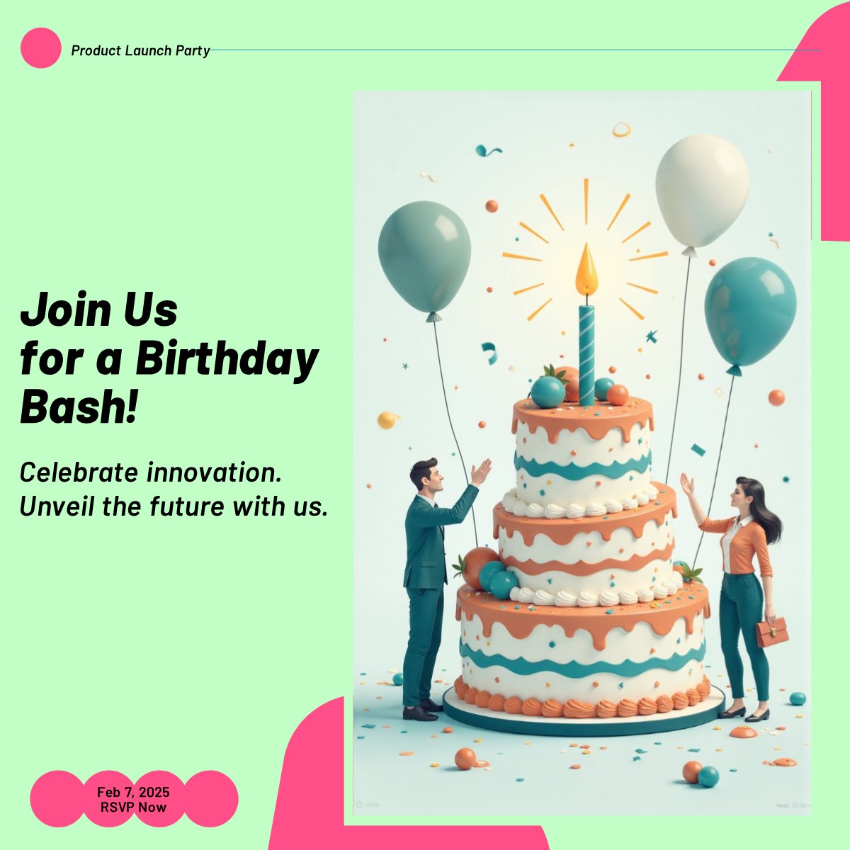 Birthday-Themed Product Launch LinkedIn Post Template - AI Designs by ...