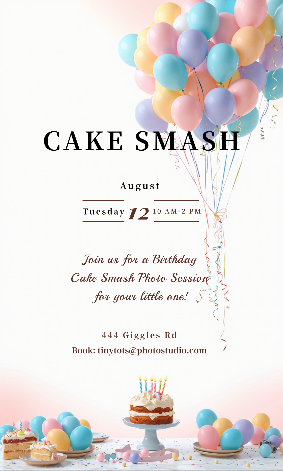 Baby Birthday Cake Smash Invitation Template - AI Designs by MolyPix.AI