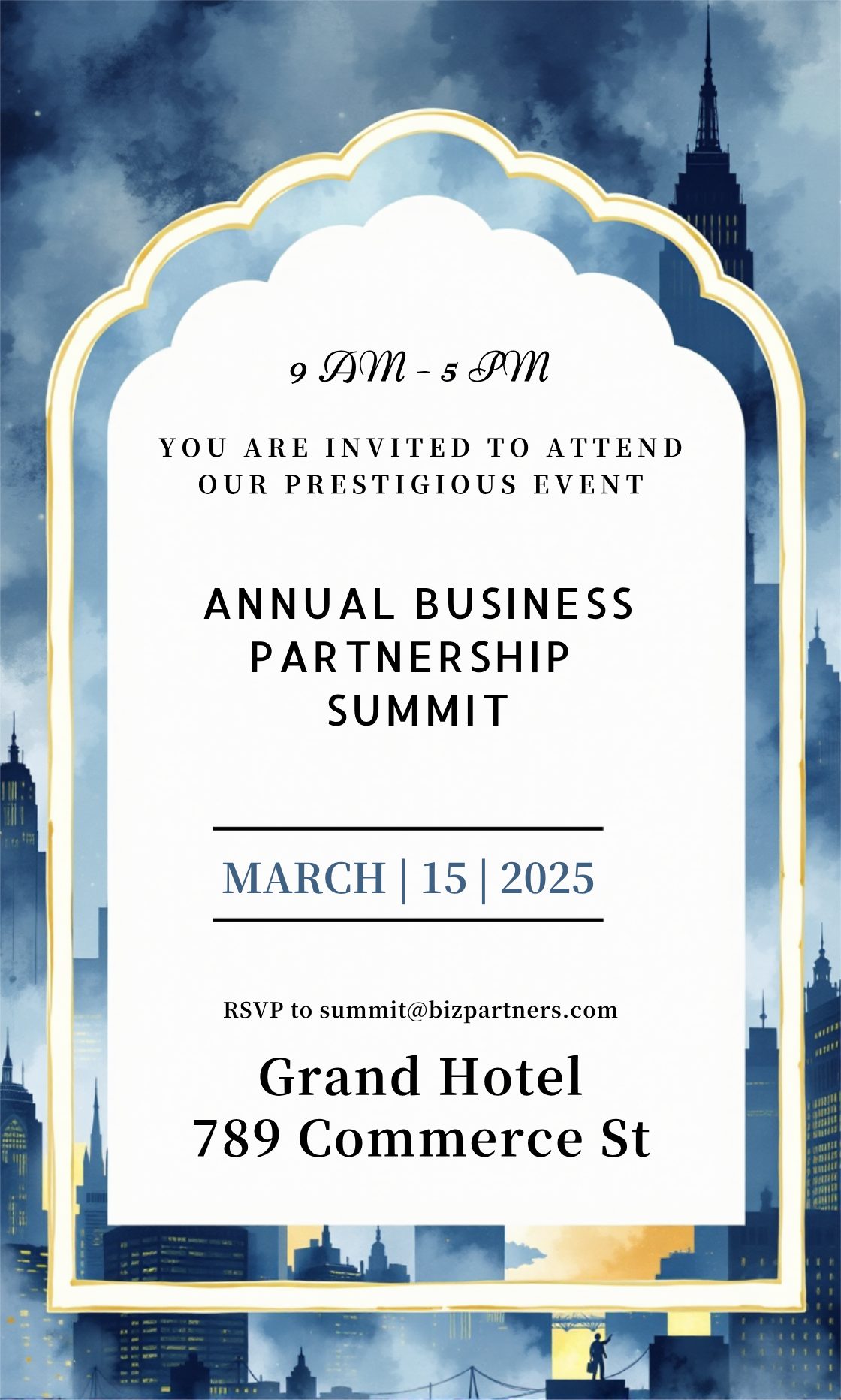 Blue Gold Watercolour Illustration Annual Business and Partnership ...