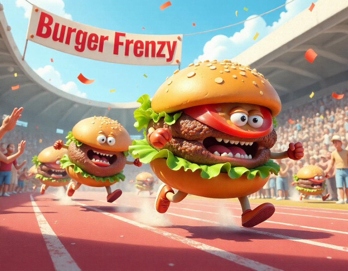 Animated Burger Frenzy Race Image Template - AI Designs by MolyPix.AI