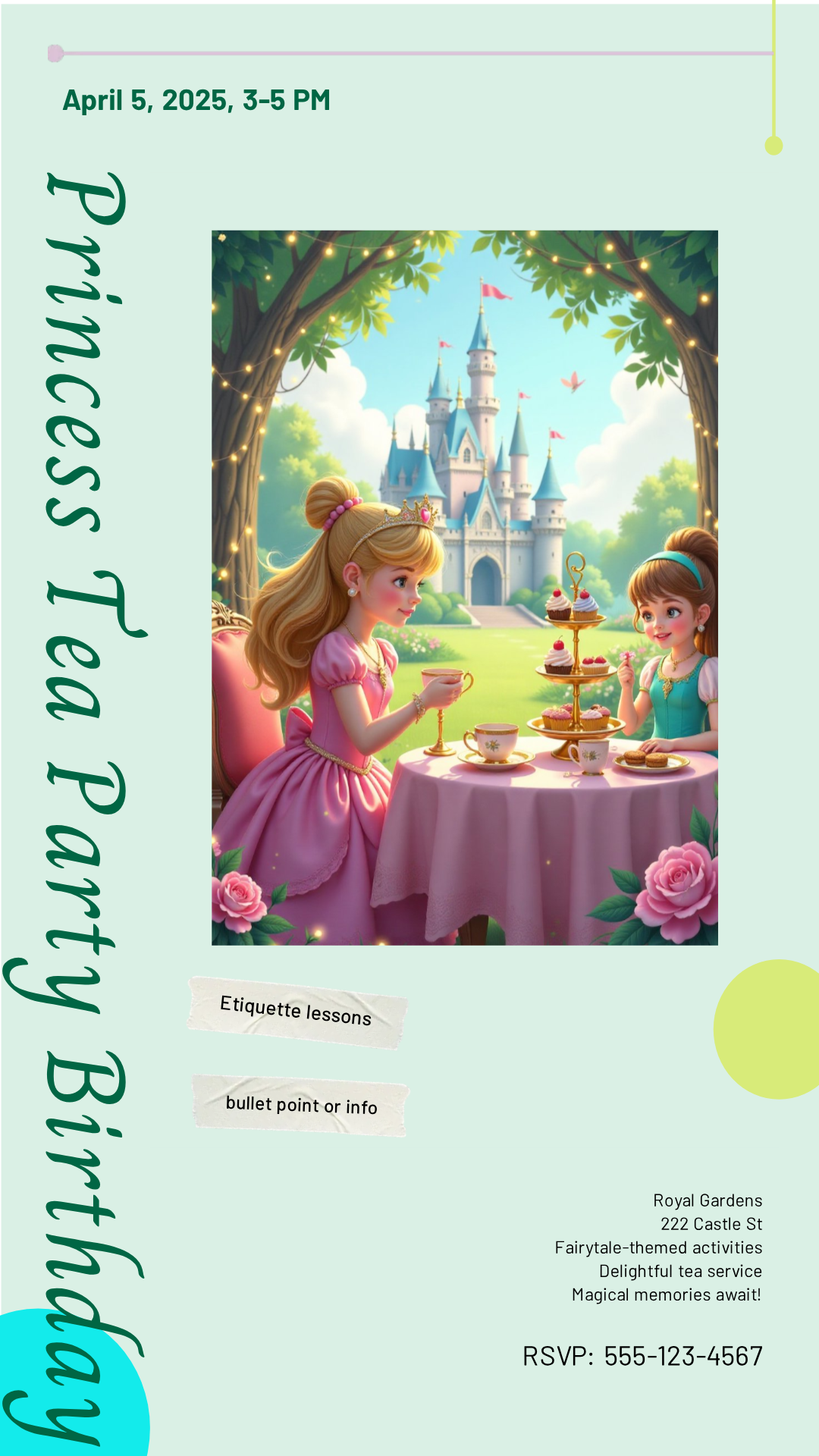 Princess Tea Birthday Party Ideas Poster Template - AI Designs by ...