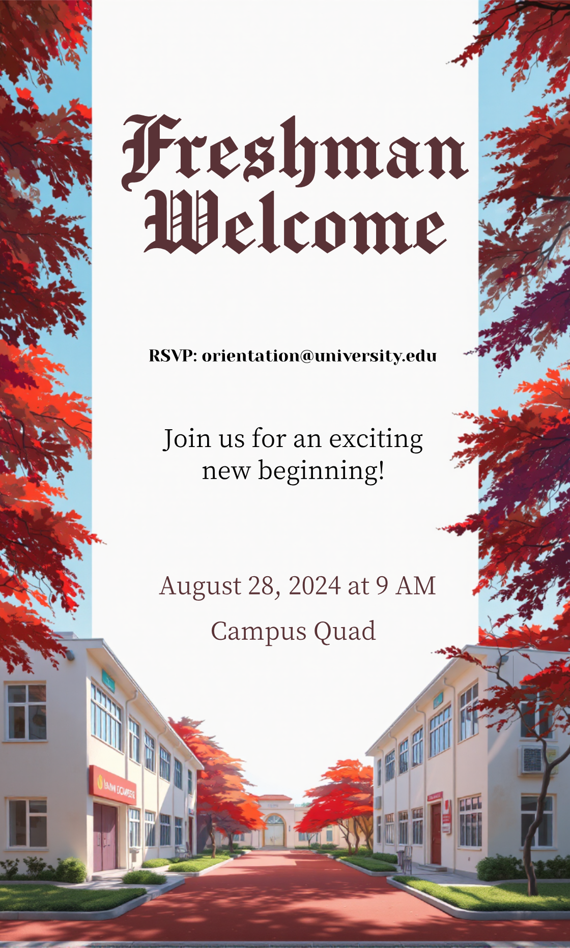 Freshman Welcome Ceremony Invitation Template - AI Designs by MolyPix.AI