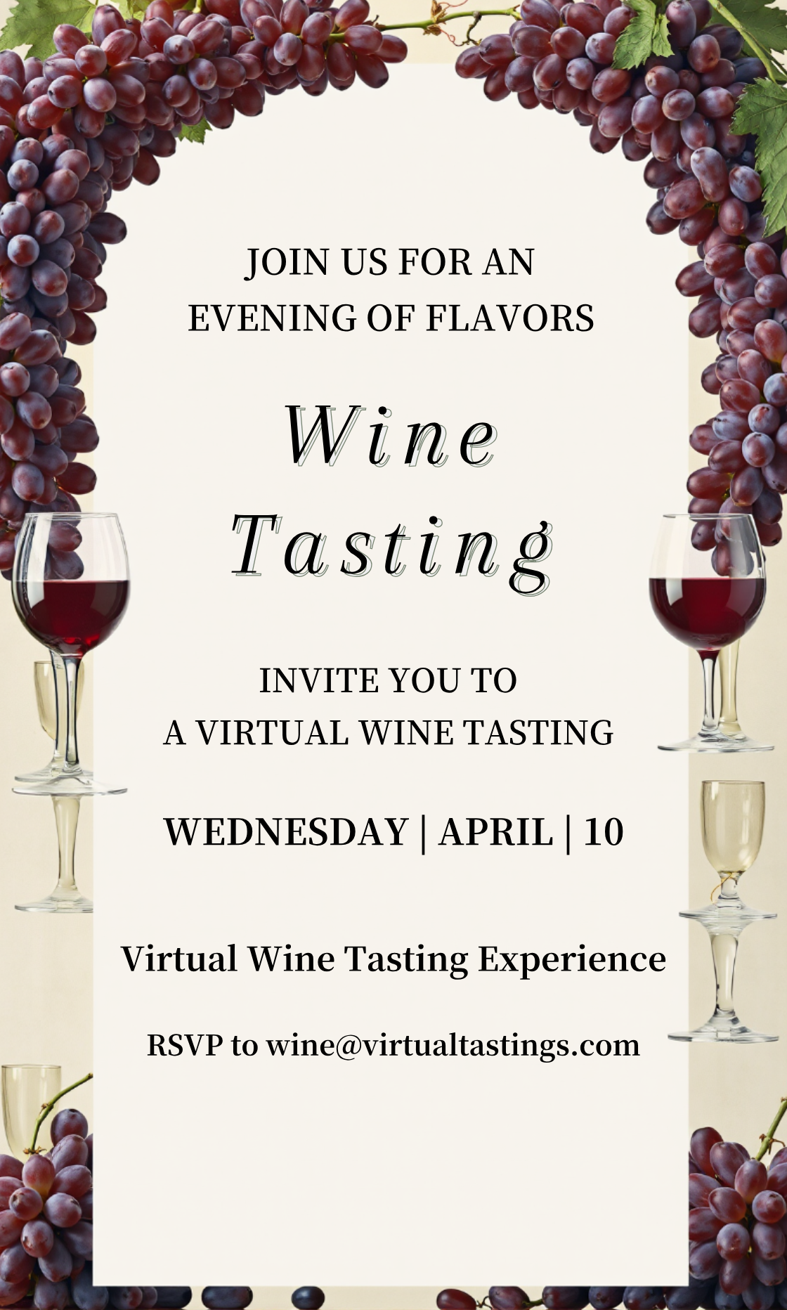 Virtual Wine Tasting Experience Invitation Template - AI Designs by ...