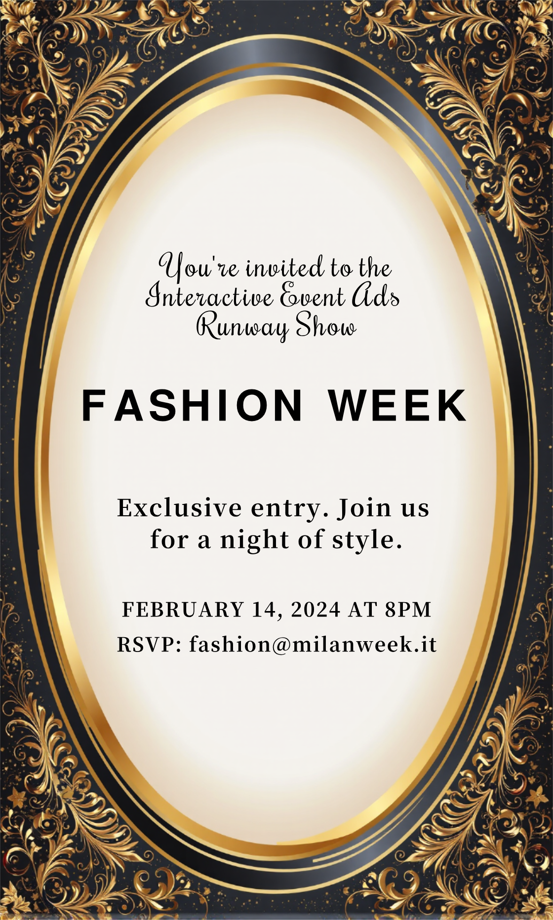 Fashion Week Interactive Event Ads Invitation Template - AI Designs by ...