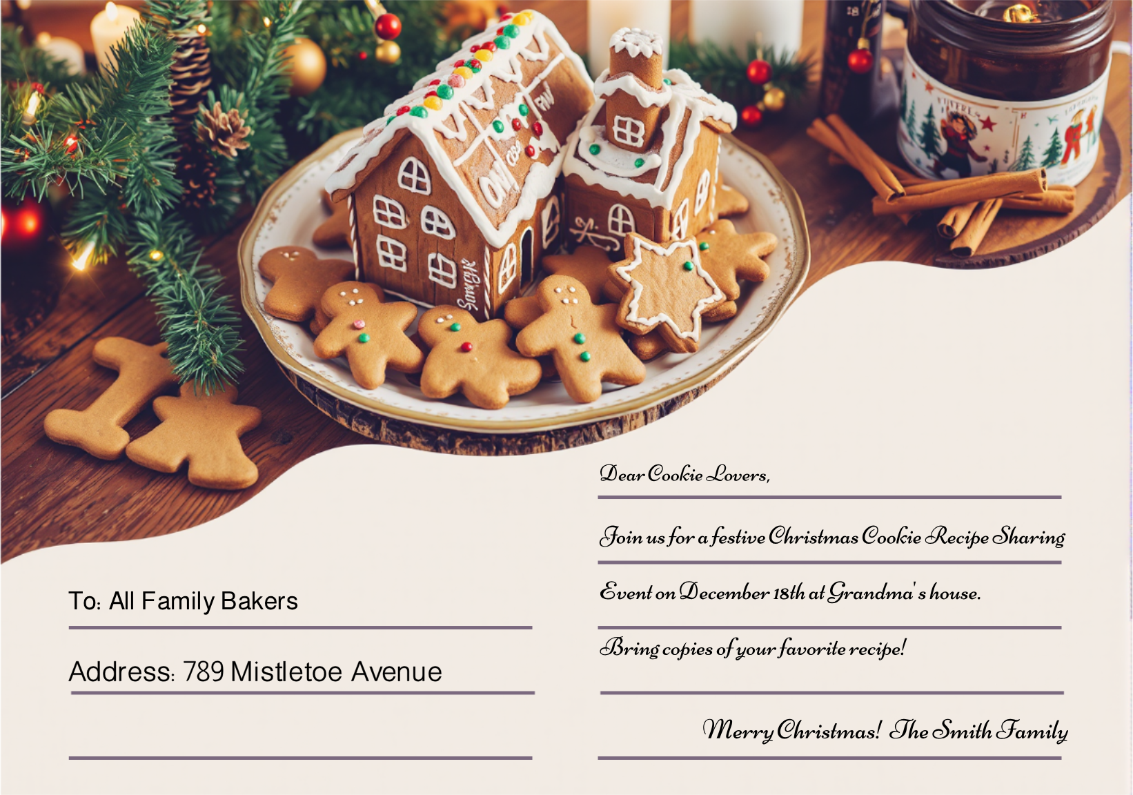 Family Christmas Cookies Recipe Postcard Template - AI Designs by ...