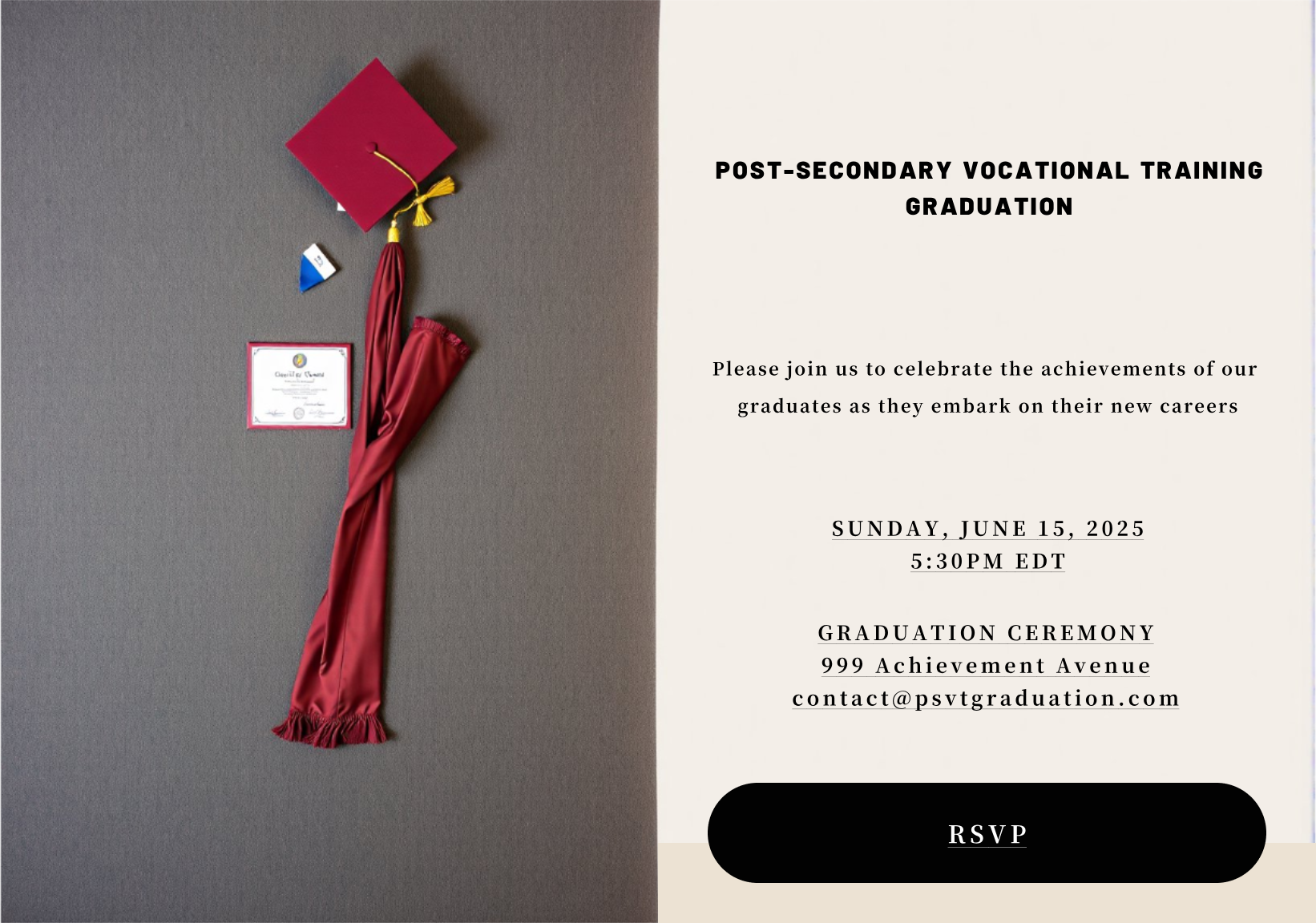 Post-Secondary Vocational Training Graduation Postcard Template - AI ...