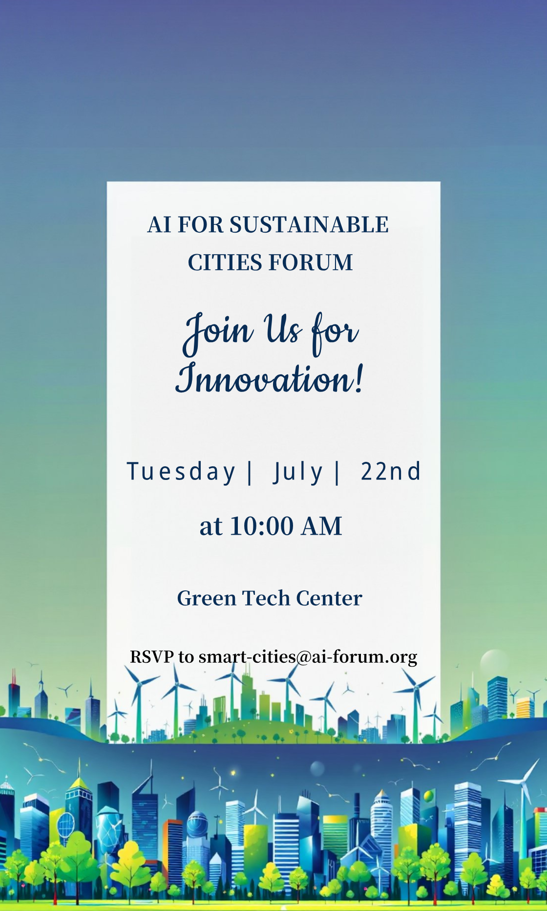 AI for Sustainable Cities Invitation Template - AI Designs by MolyPix.AI