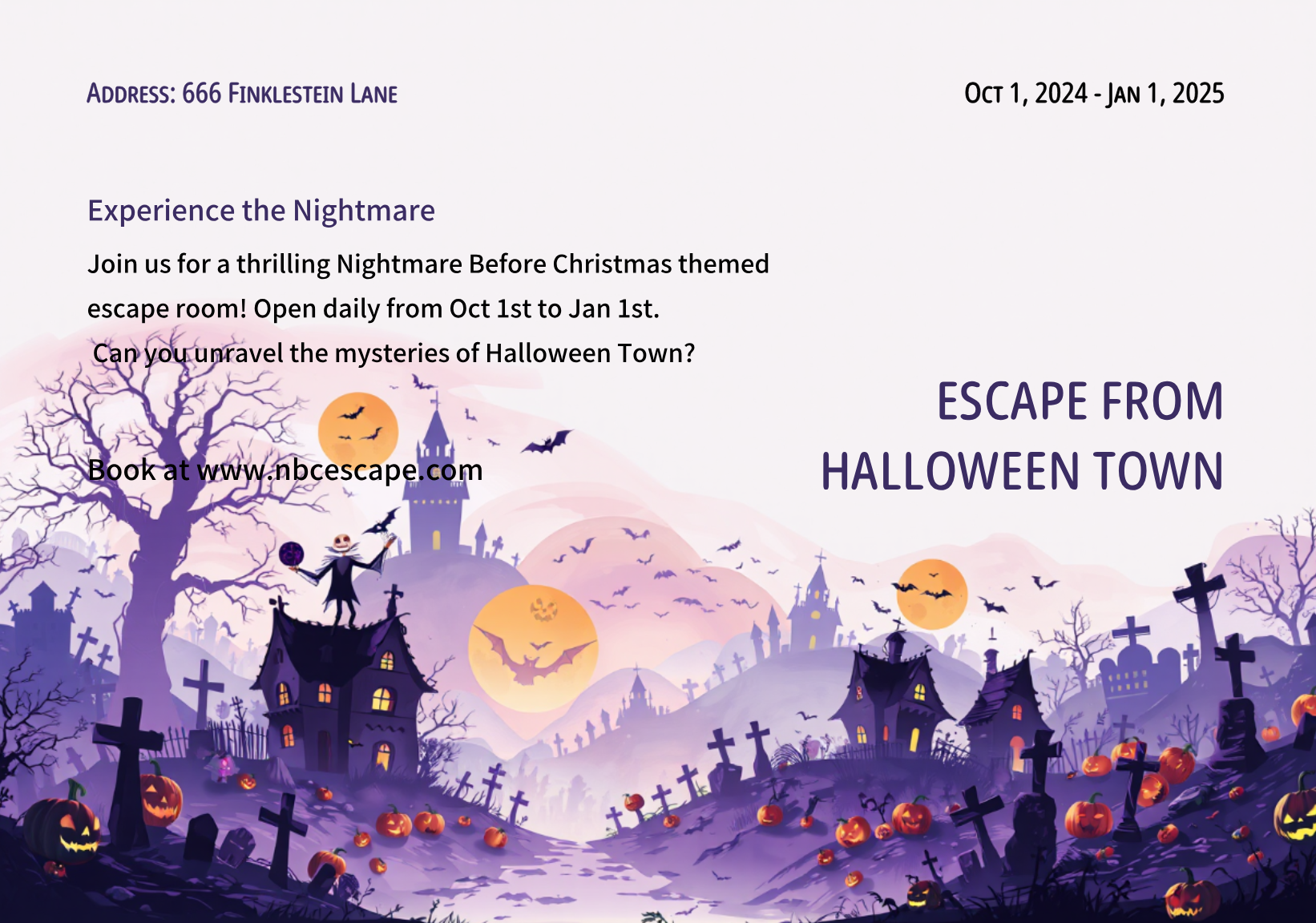 Purple Orange Flat Illustration Nightmare Before Christmas Poster ...