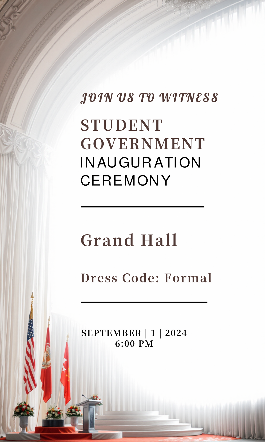 Red Silver Realistic Photos Student Government Inauguration Ceremony ...