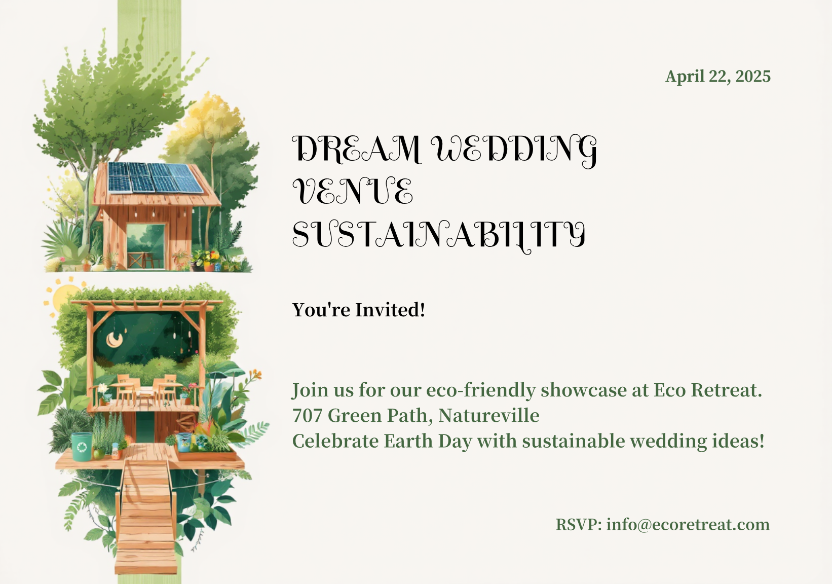 Dream Wedding Venue Sustainability Postcard Template - AI Designs by ...