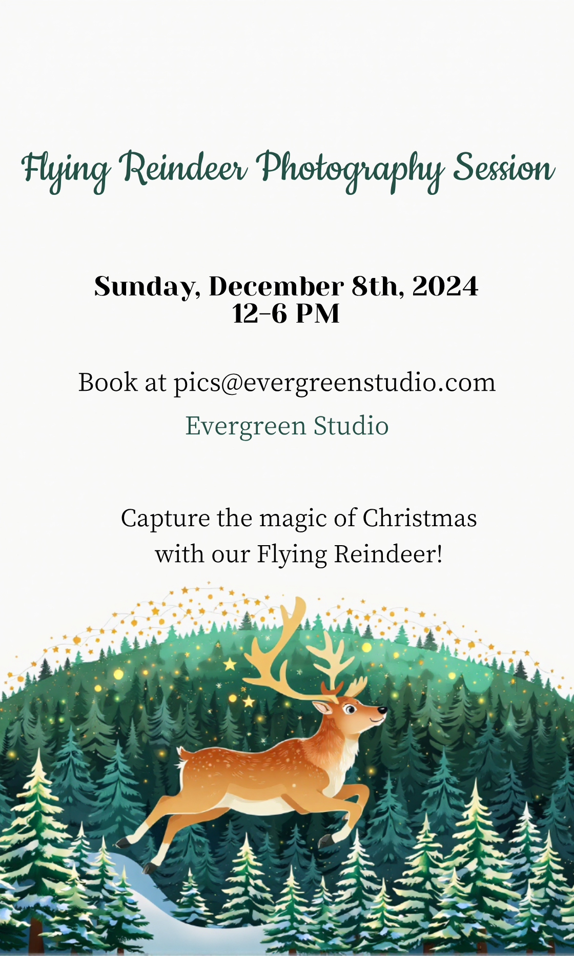 Flying Reindeer Photography Session Invitation Template - AI Designs by ...