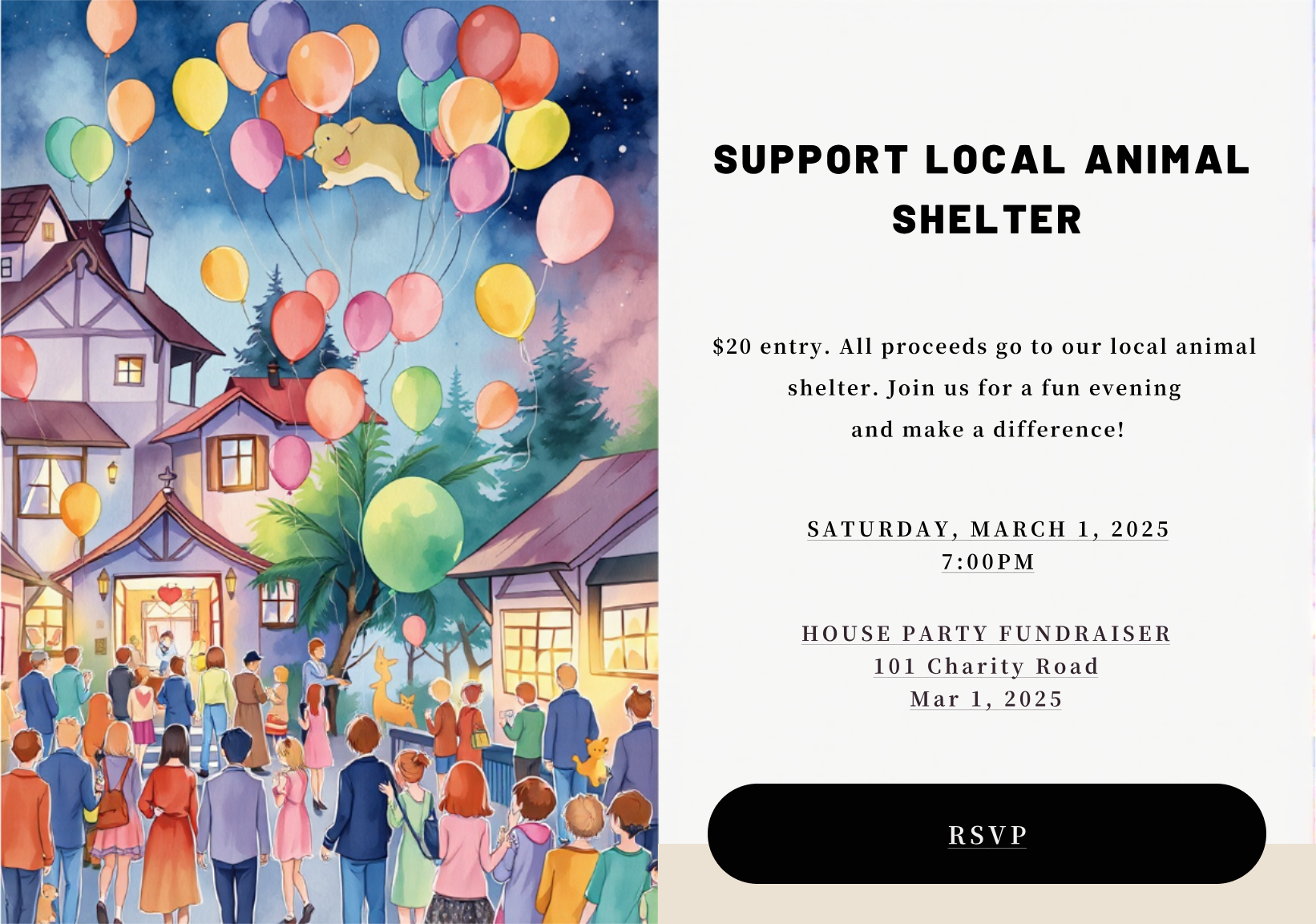 House Party Fundraiser Postcard Template - AI Designs by MolyPix.AI