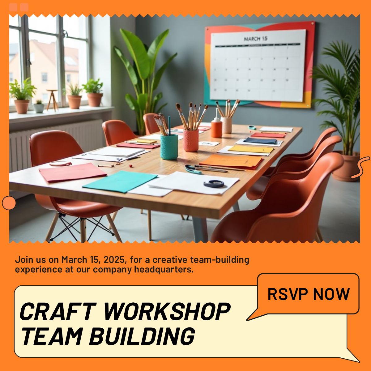 Team Building Craft Materials Workshop LinkedIn Post Template - AI Designs by MolyPix.AI