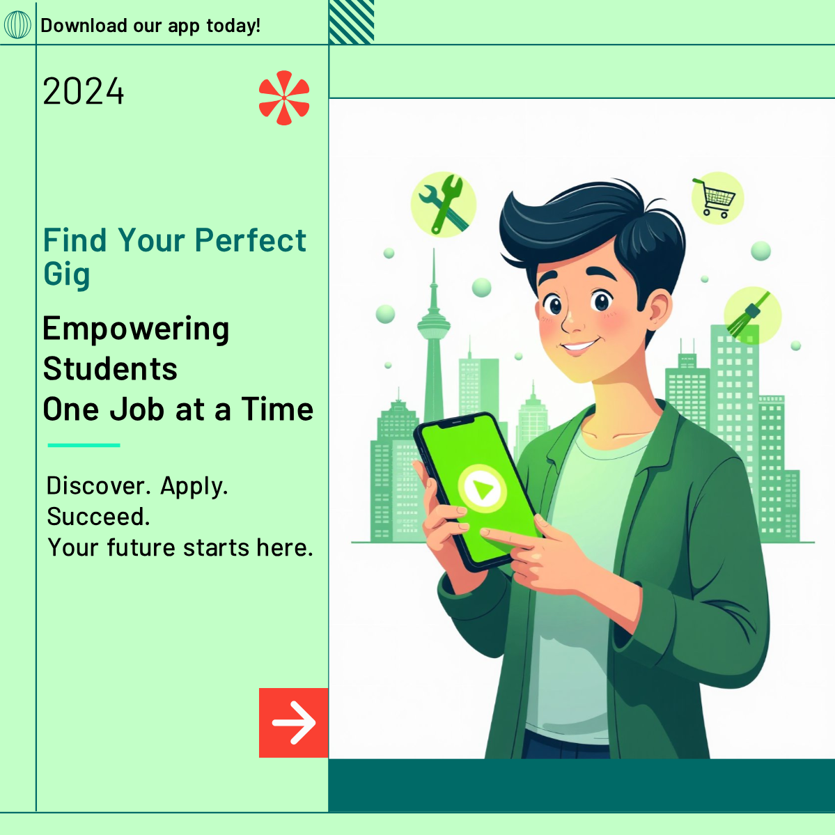 Gig Student Job Opportunities App LinkedIn Post Template - AI Designs ...