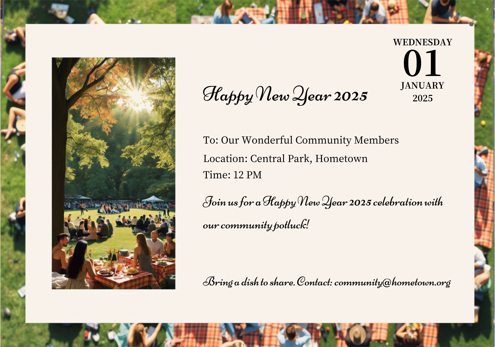 Community Happy New Year 2025 Postcard Template - AI Designs by MolyPix.AI
