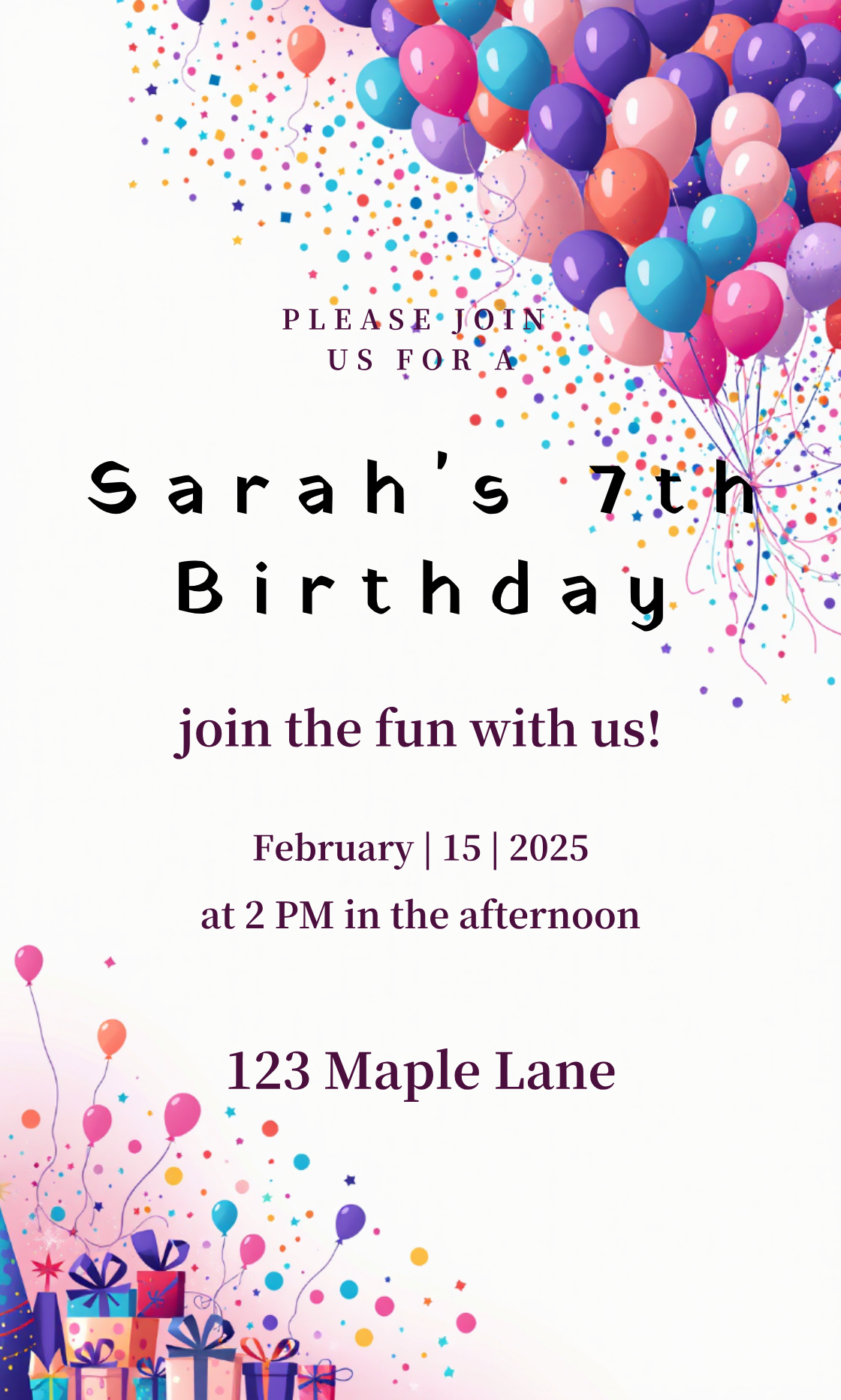 Kids Birthday Party Invitation Template - AI Designs by MolyPix.AI