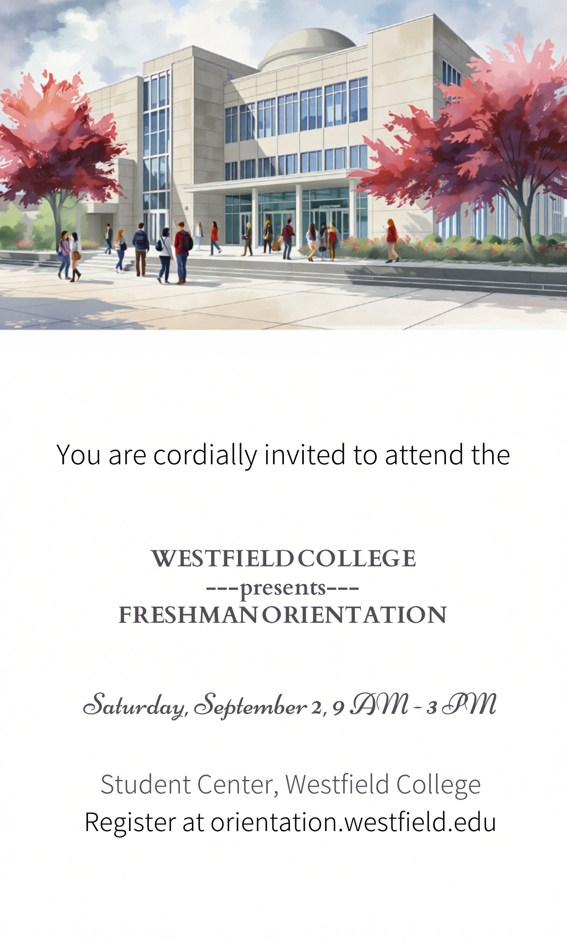 Maroon Gray Watercolour Illustration Freshman Orientation School ...