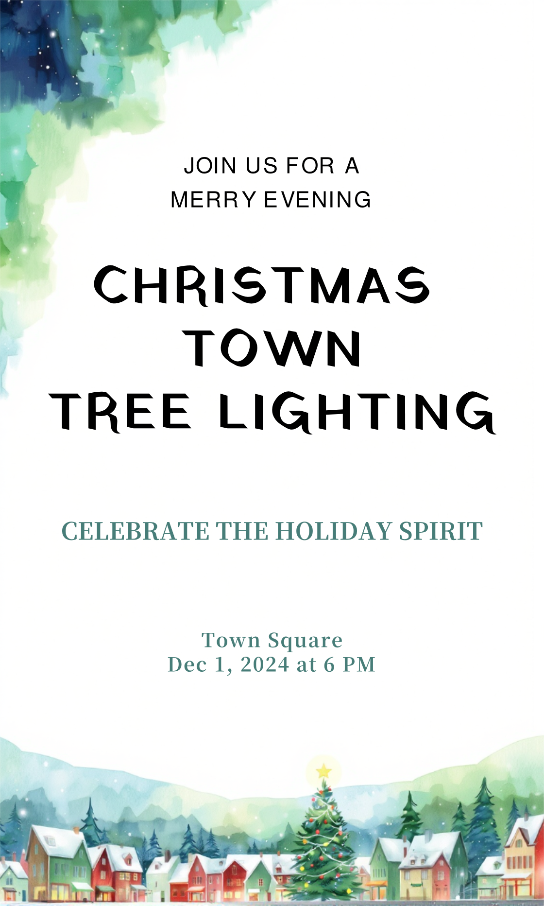 Christmas Town Tree Lighting Invitation Template - AI Designs by MolyPix.AI