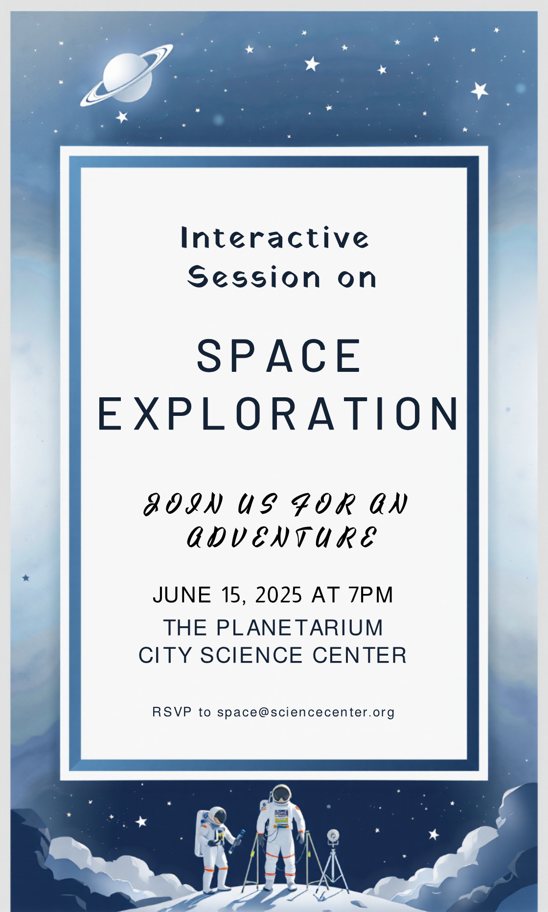 Space Exploration Interactive Session Invitation Template - AI Designs ...