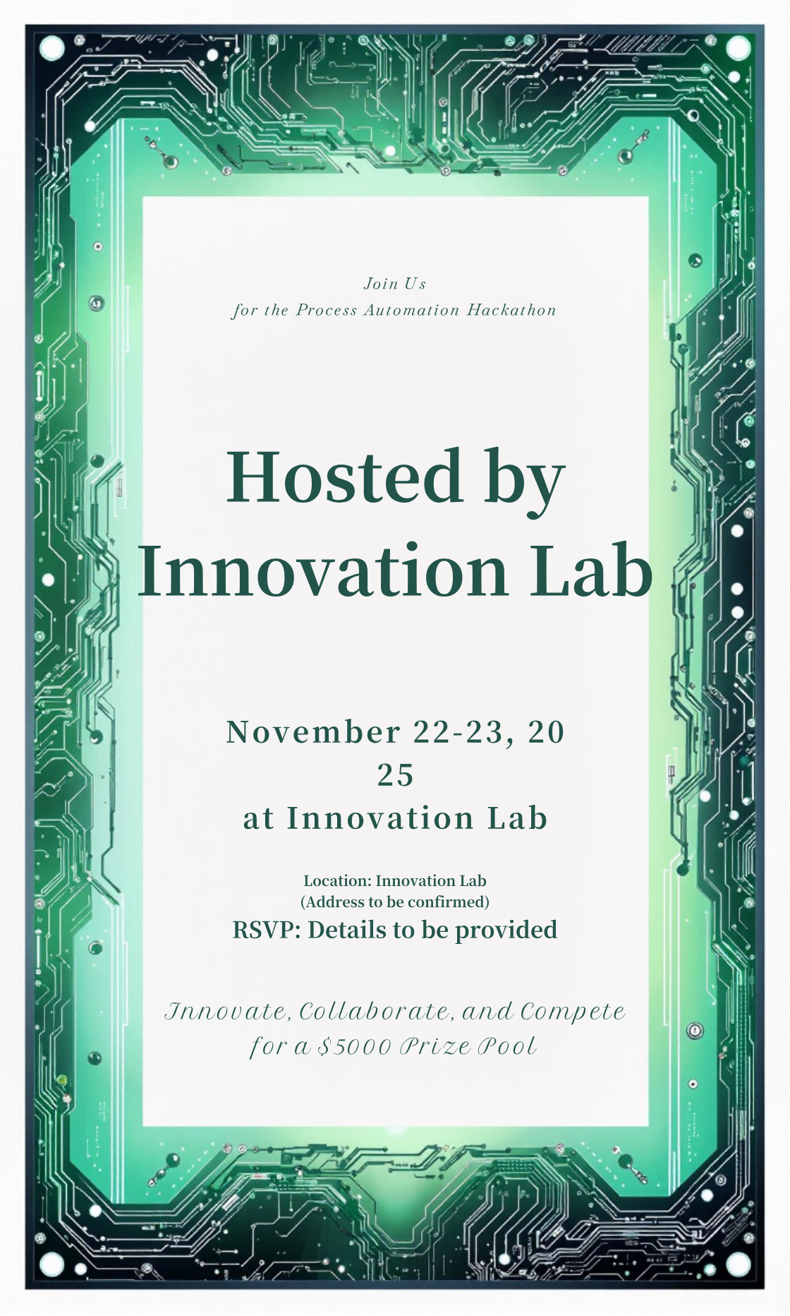 Process Automation Hackathon Invitation Template - AI Designs by MolyPix.AI