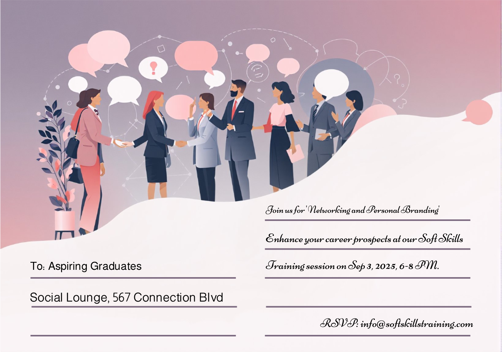 Networking Soft Skills Training Postcard Template - AI Designs by ...