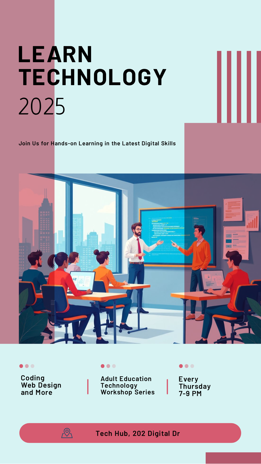 Adult Education Technology Workshop Poster Template - AI Designs by ...