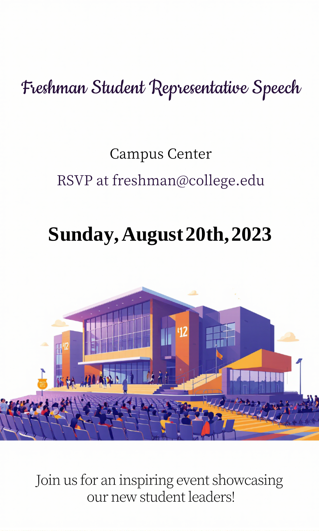 Freshman Student Representative Speech Invitation Template - AI Designs ...