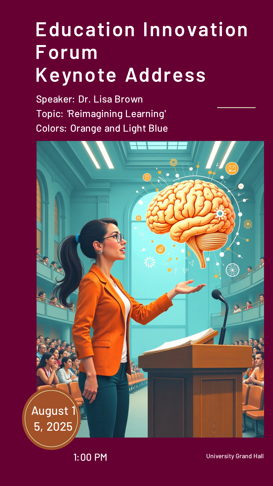 Education Innovation Conference Keynote Speech Poster Template - AI ...