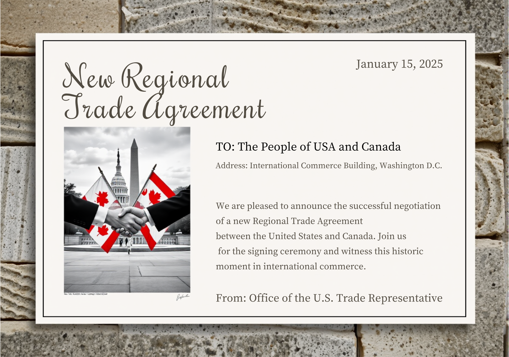 Red and White Realistic Photos New Regional Trade Agreement Signing ...