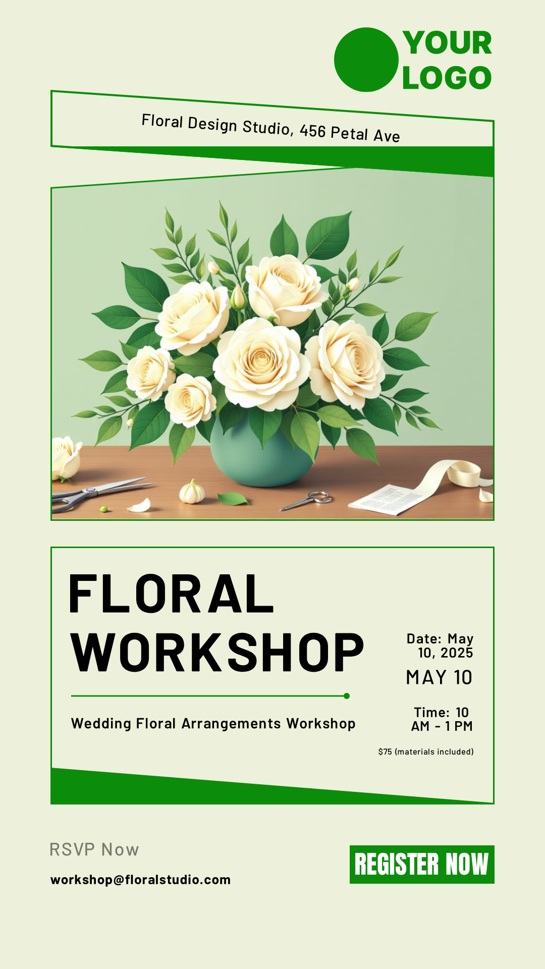 Wedding Floral Arrangements Workshop Poster Template - AI Designs by ...