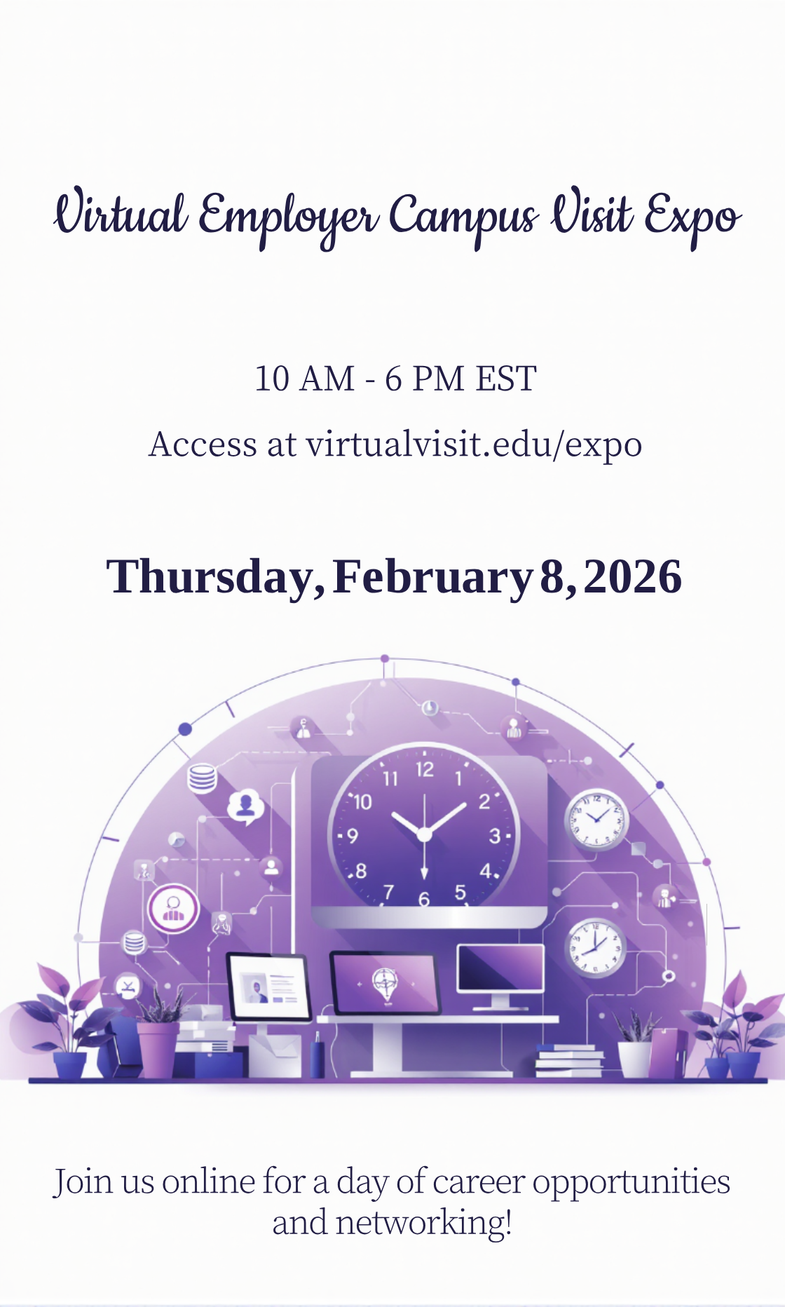 Virtual Employer Campus Visit Expo Invitation Template - AI Designs by ...