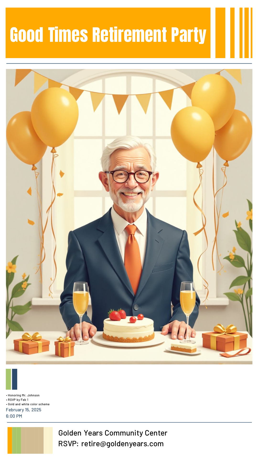 Good Times Retirement Party Poster Template - AI Designs by MolyPix.AI