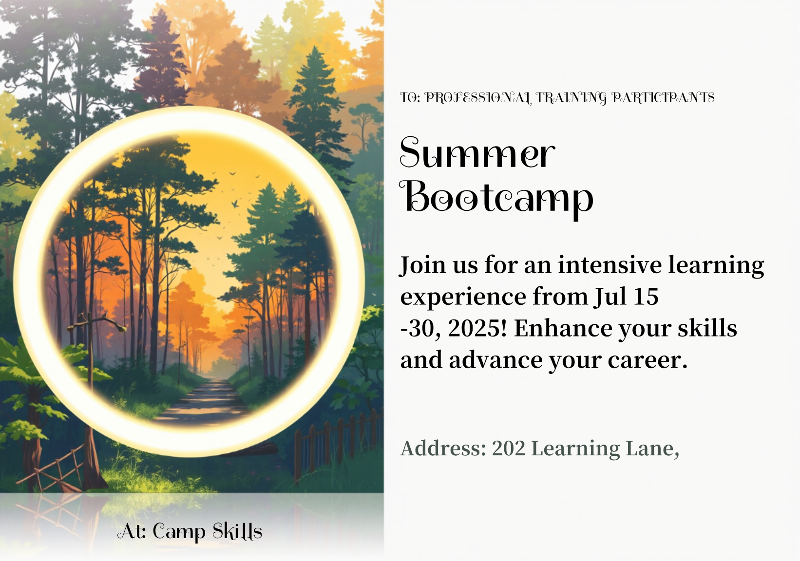 Professional Training Summer Bootcamp Postcard Template - AI Designs by ...