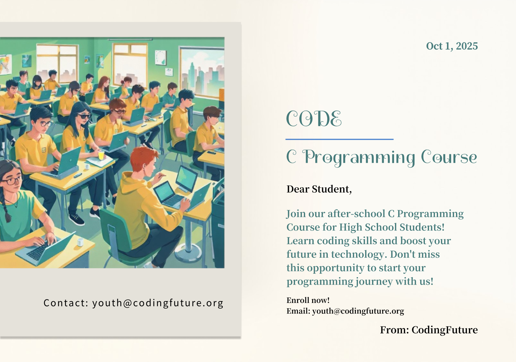 High School C Programming Course Postcard Template - AI Designs by ...