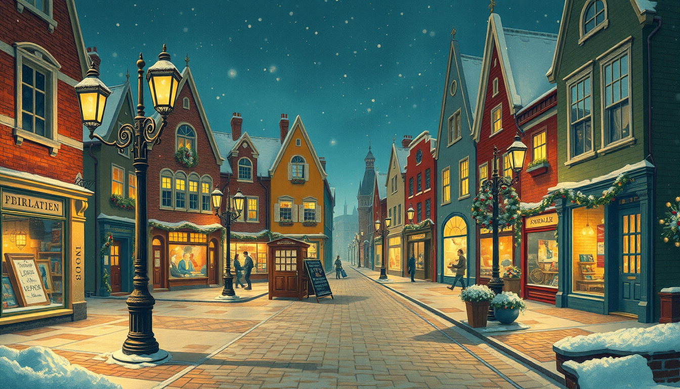 Quaint Christmas Lights on Streets Image Template - AI Designs by ...