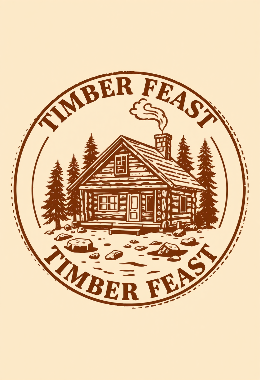 Log Cabin Restaurant Timber Feast Logo Template - AI Designs by MolyPix.AI