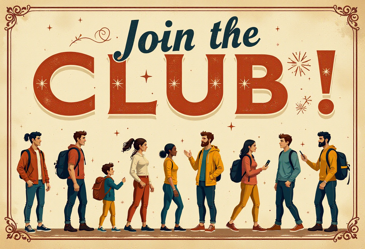Retro Student Clubs Poster Illustration