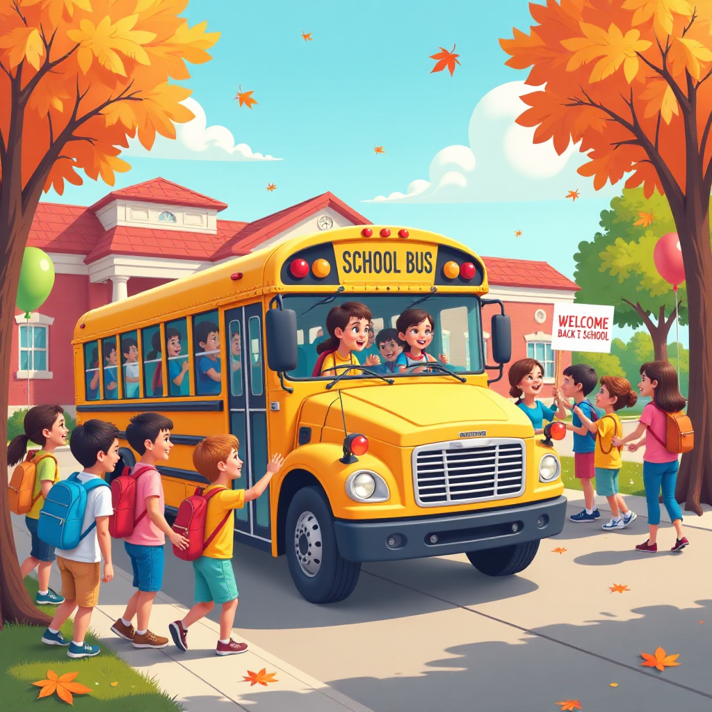 Lively Welcome Back to School Scene Illustration