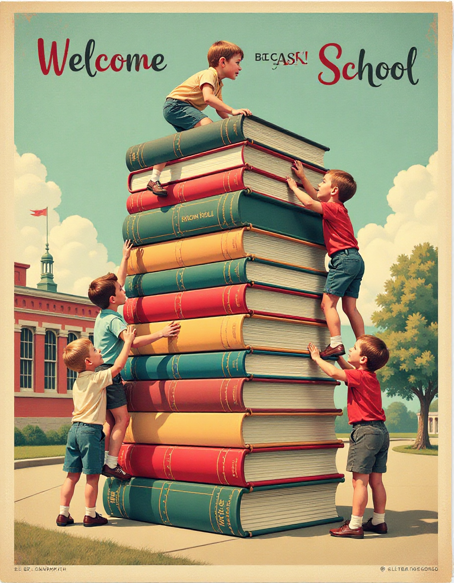 Retro Welcome Back to School Poster Illustration