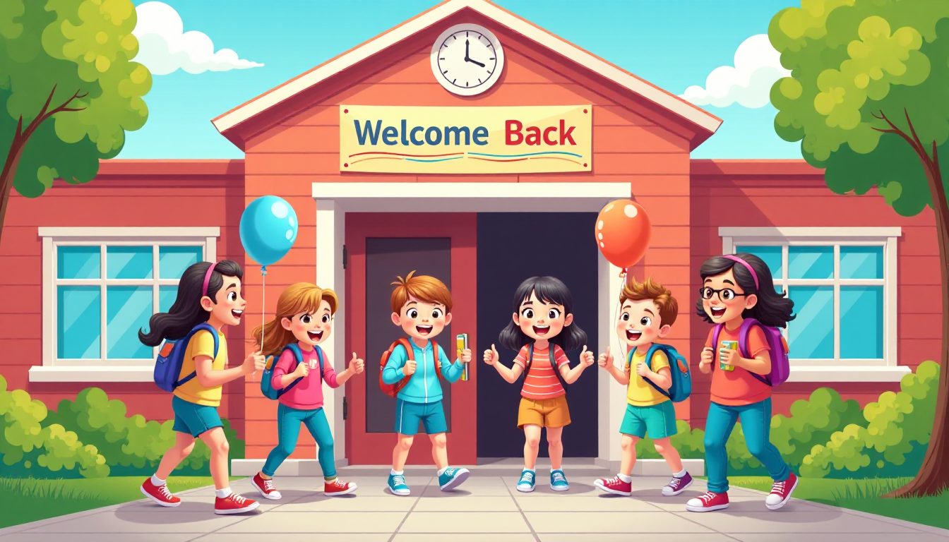 Cheerful Welcome Back to School Entrance Image