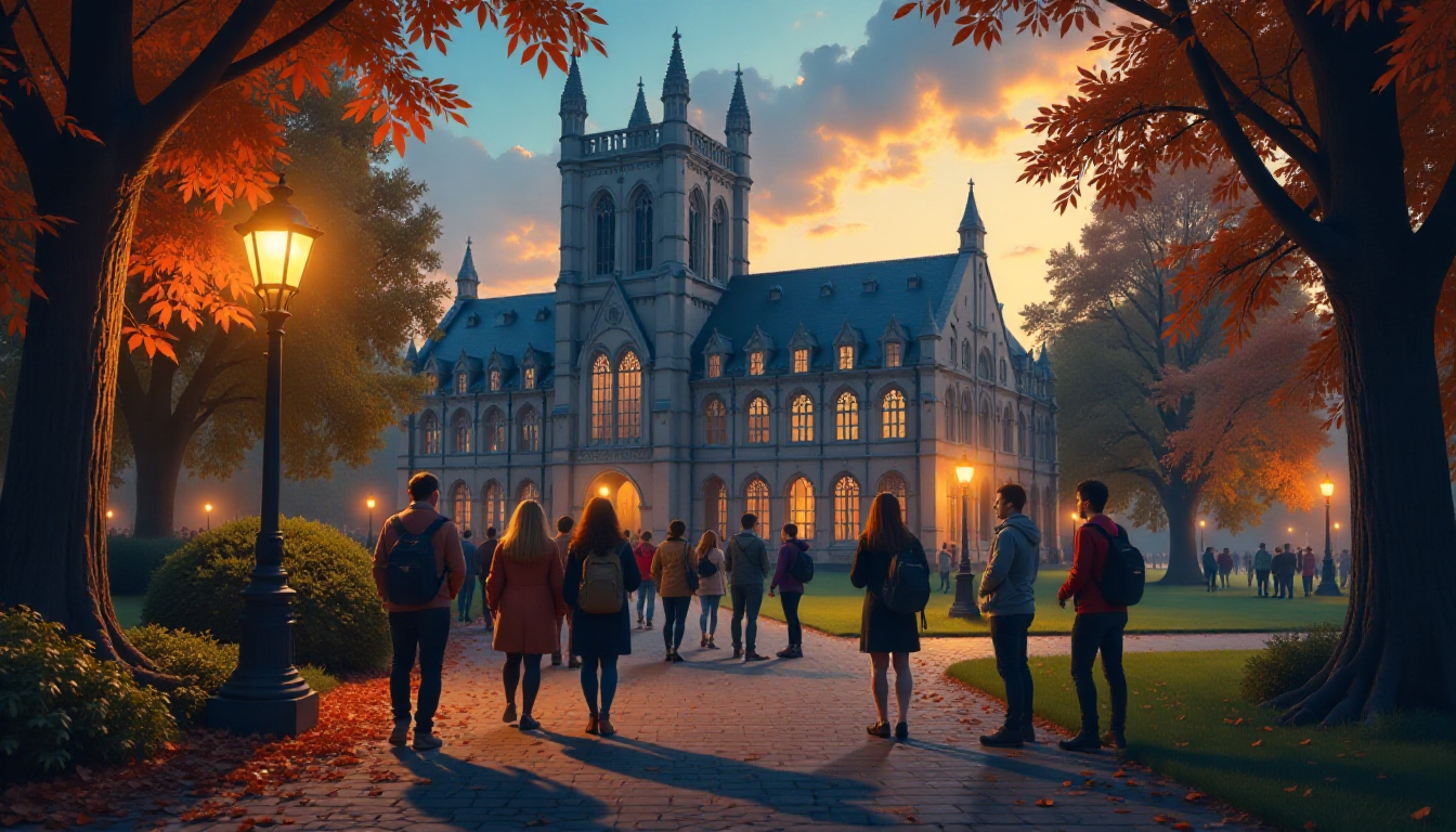 Twilight Campus Tour Scene Image Template - AI Designs by MolyPix.AI