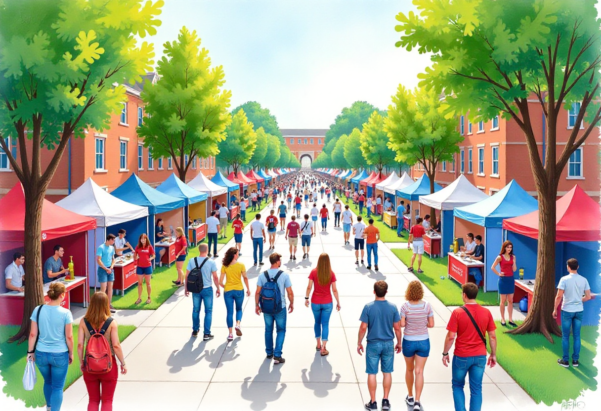 Bustling Campus Tour Fair Image Template - AI Designs by MolyPix.AI