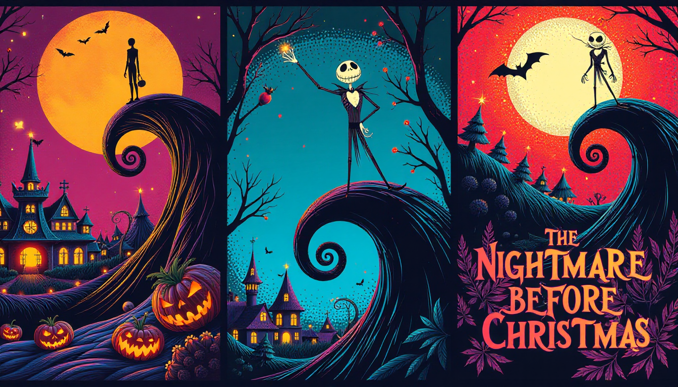 Comic-Style Nightmare Before Christmas Poster Image Template - AI ...