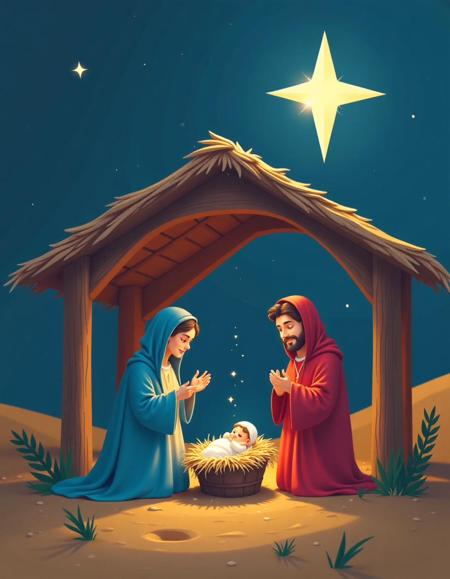 Clip Art Christmas Nativity Scene Image Template - AI Designs by MolyPix.AI