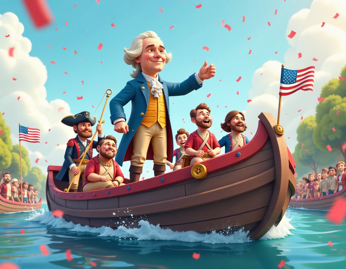 Animated Washington's Birthday Parade Illustration