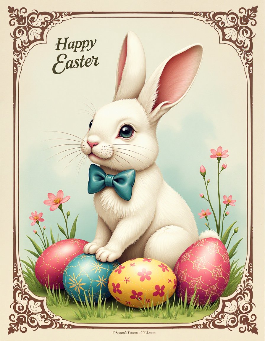 Whimsical Easter Cards Illustration Illustration