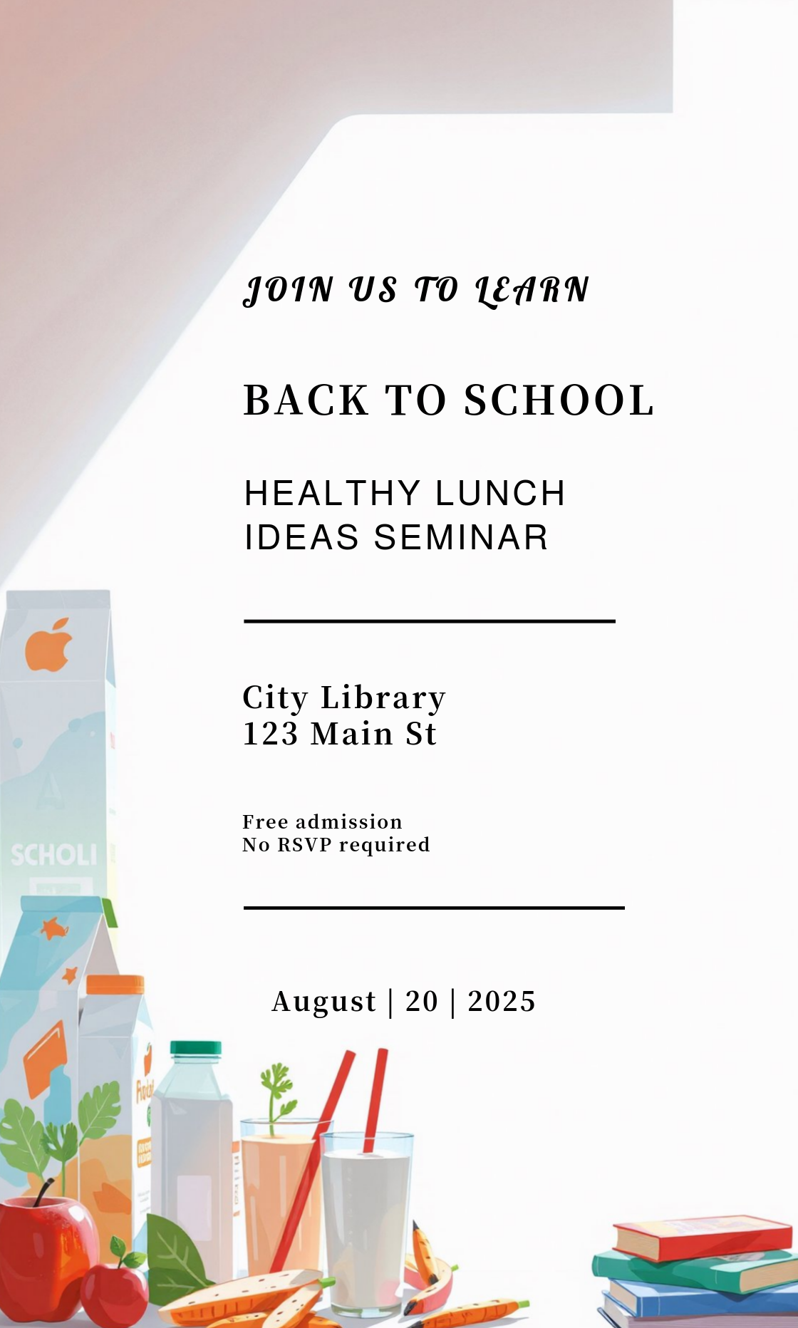 Back to School Healthy Lunch Ideas Invitation Template - AI Designs by ...