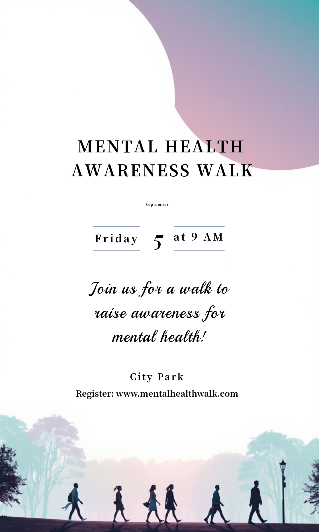 Mental Health Awareness Walk Invitation Template - AI Designs by MolyPix.AI