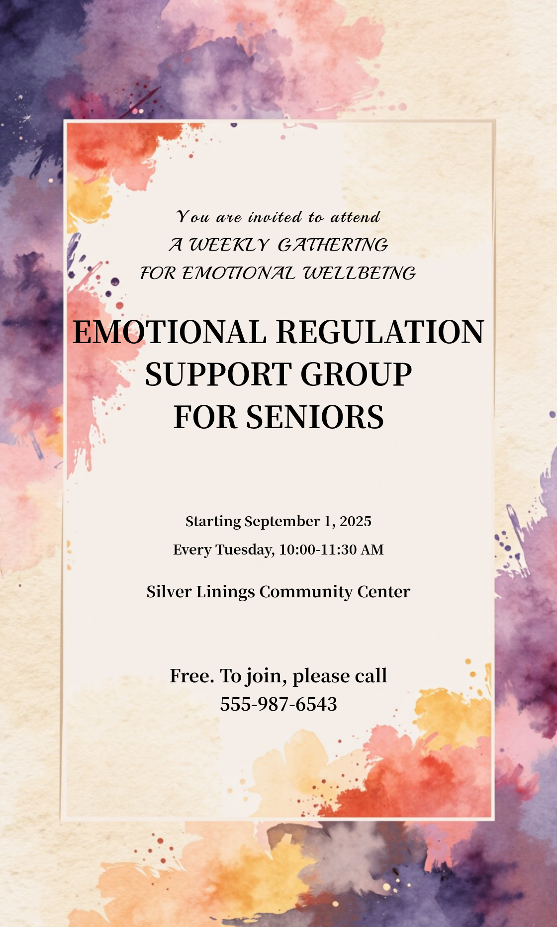 Senior Citizens Emotional Regulation Invitation Template - AI Designs ...
